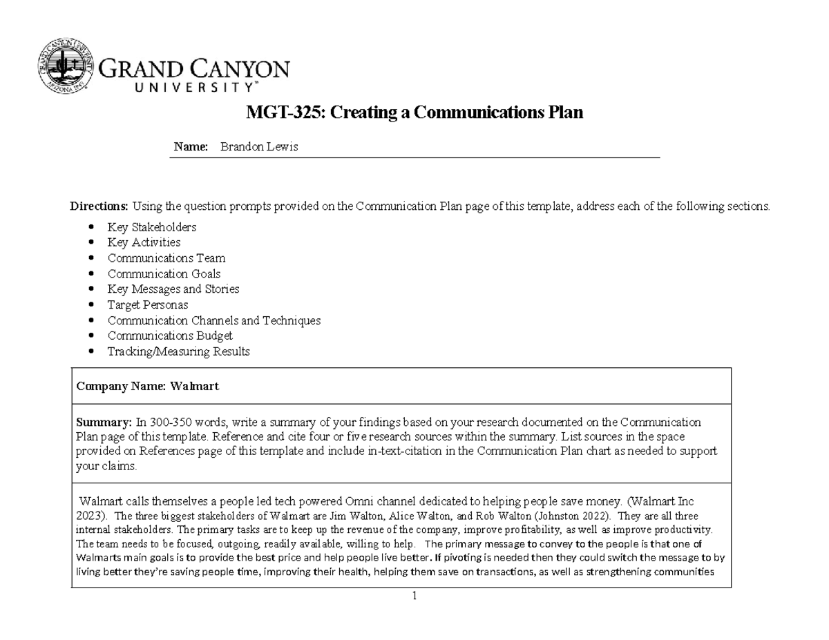 Creating a communication plan - MGT-325: Creating a Communications Plan ...