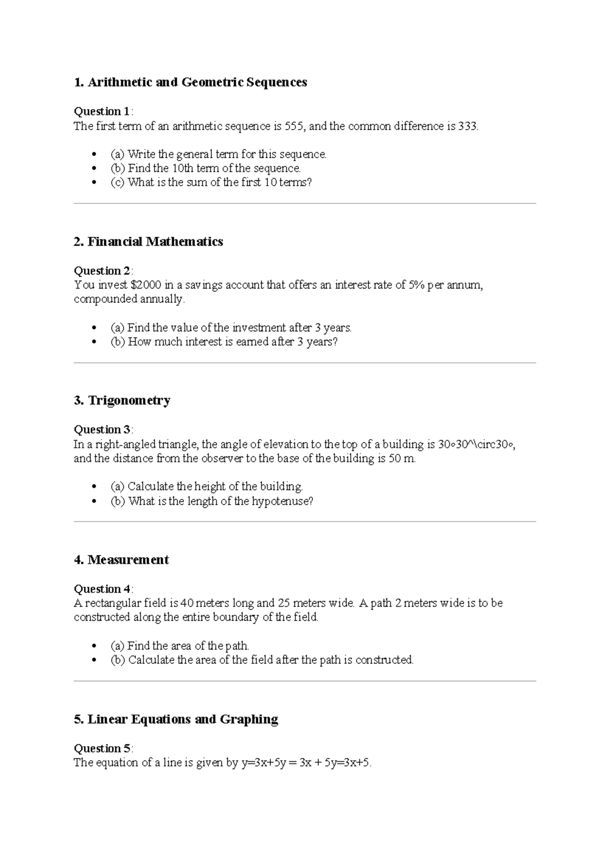 MATH STD 12 Compiled QS - excellent mc question by topic WITH ANSWERS ...