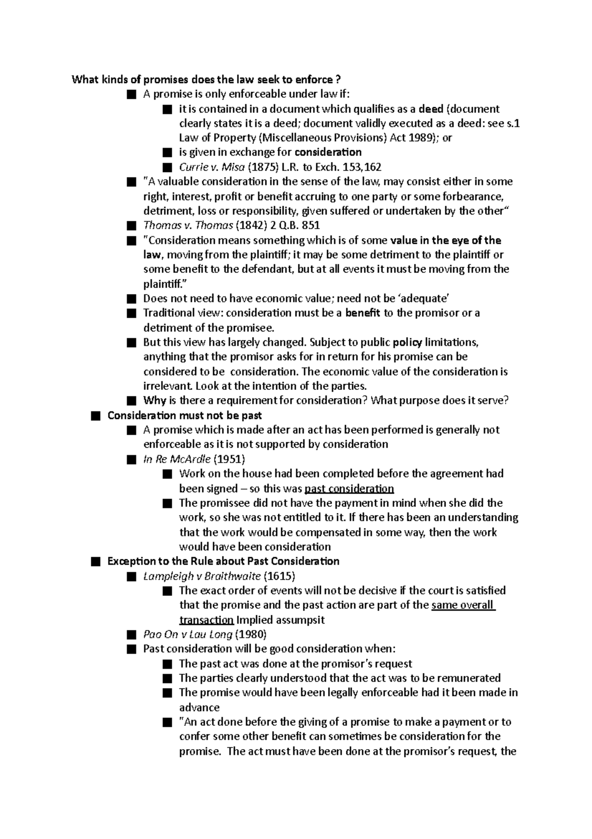 What kinds of promises does the law seek to enforce - Law of Property ...