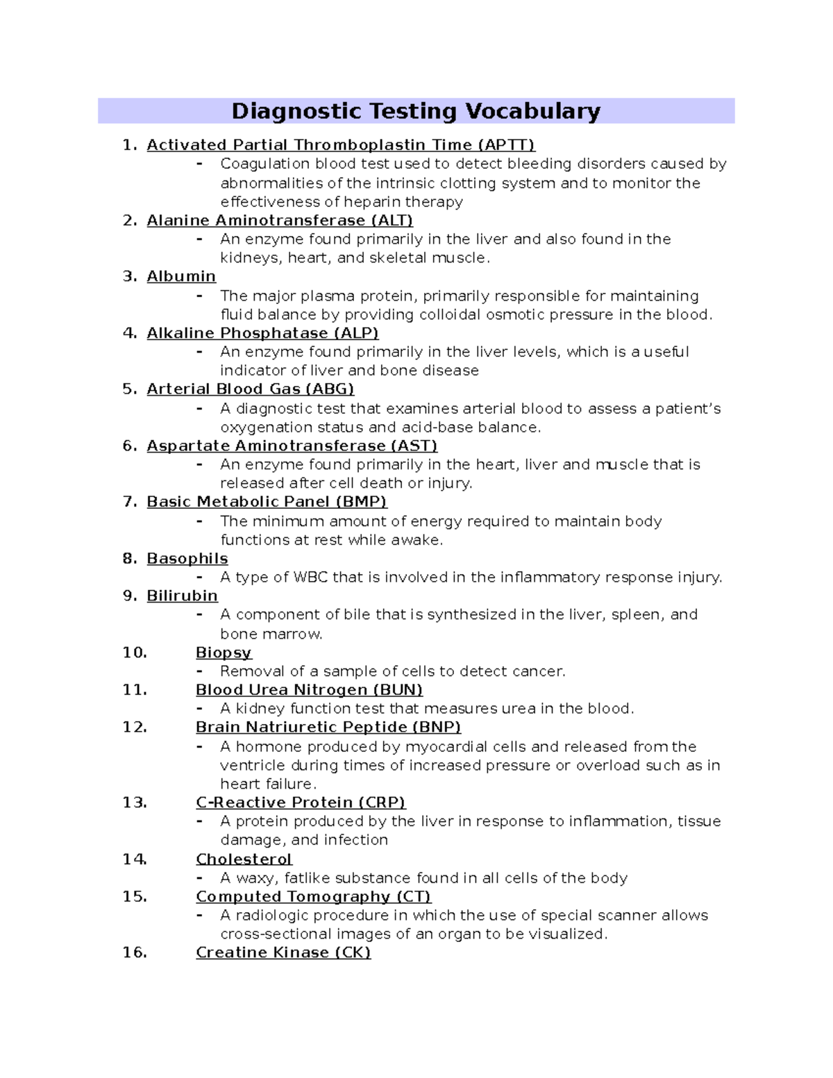 Diagnostic Testing Vocabulary - Diagnostic Testing Vocabulary Activated ...