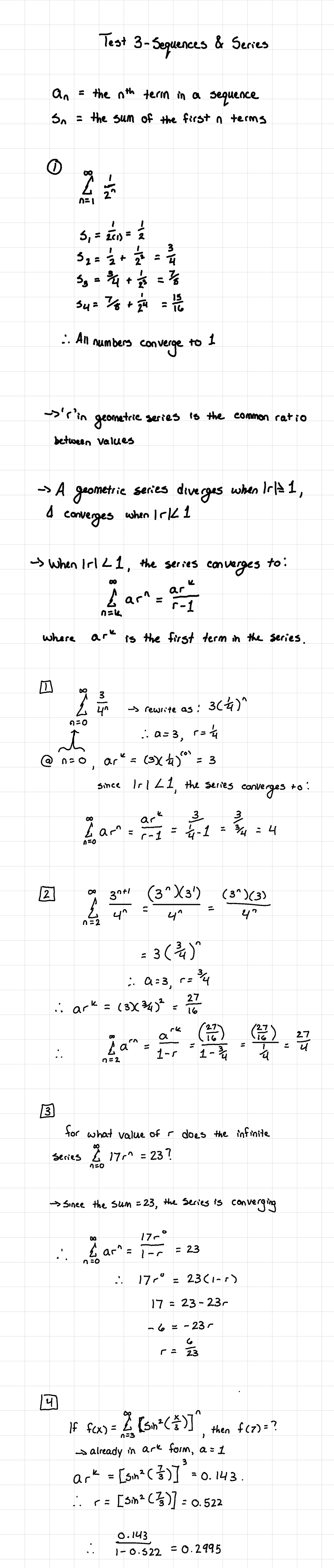 Sequences and Series concepts and practice - Math 1005 - Studocu
