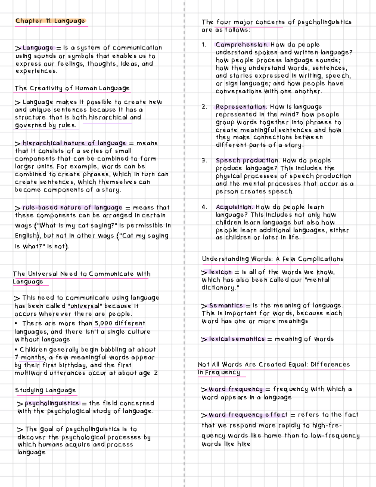 Cognitive Psychology - Chapter 11: Language > Language = is a system of ...