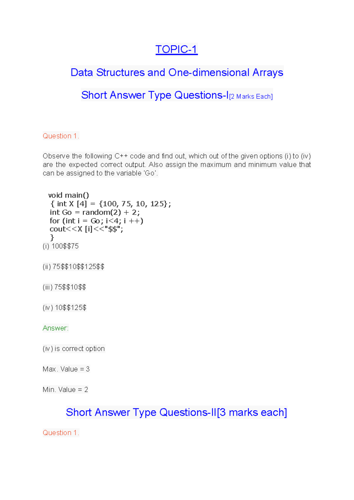 Chapter 8 Data Structures and Onedimensional - TOPIC Data Structures and Onedimensional Arrays ...