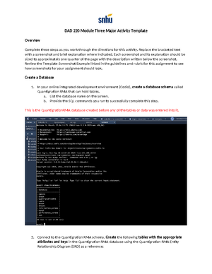 DAD 220 Module Three Lab Template - DAD 220 Module Three Lab Template Christina Mosley Overview ...