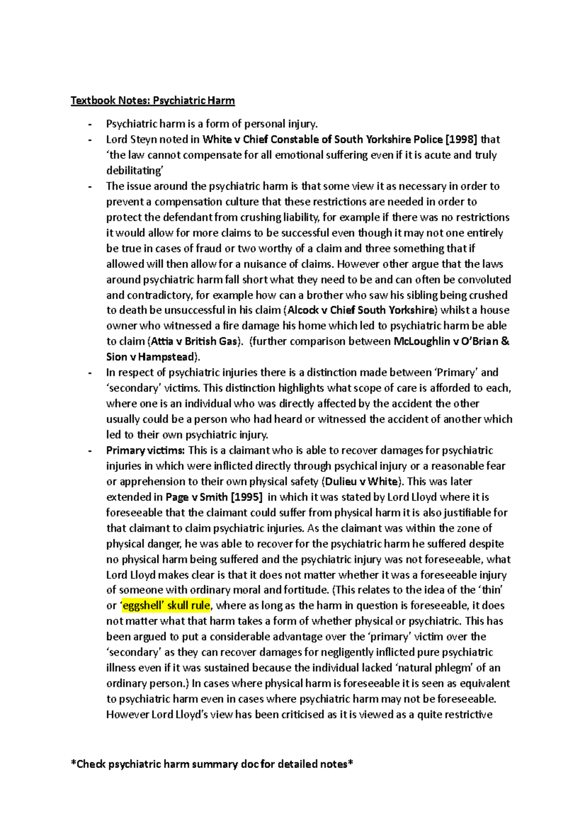 2. Psychiatric harm Overall detailed summary - Textbook Notes ...