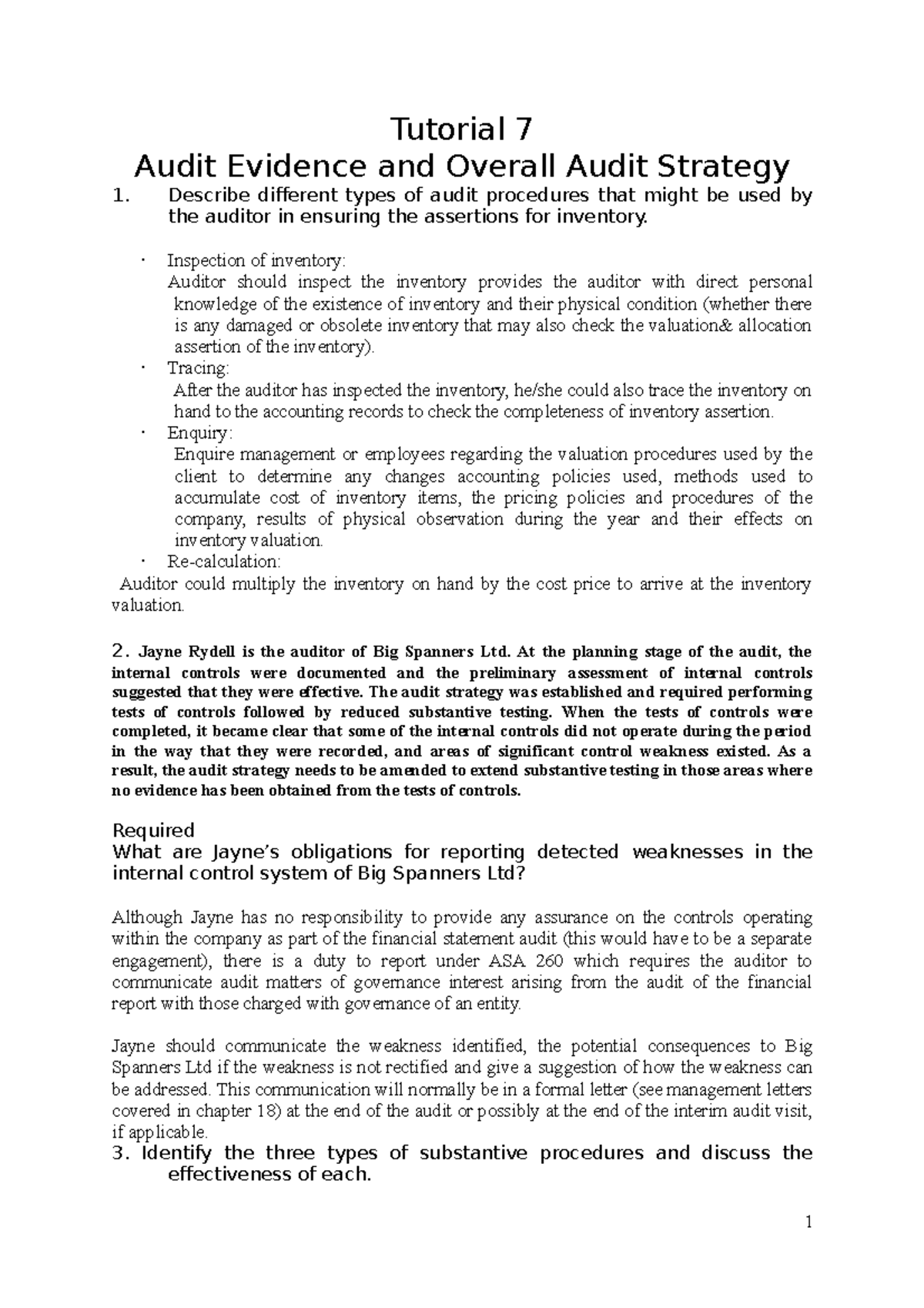 Tutorial 7 Solution Tutorial 7 Audit Evidence And Overall Audit tutorial-7-solution-tutorial-7-audit-evidence-and-overall-audit