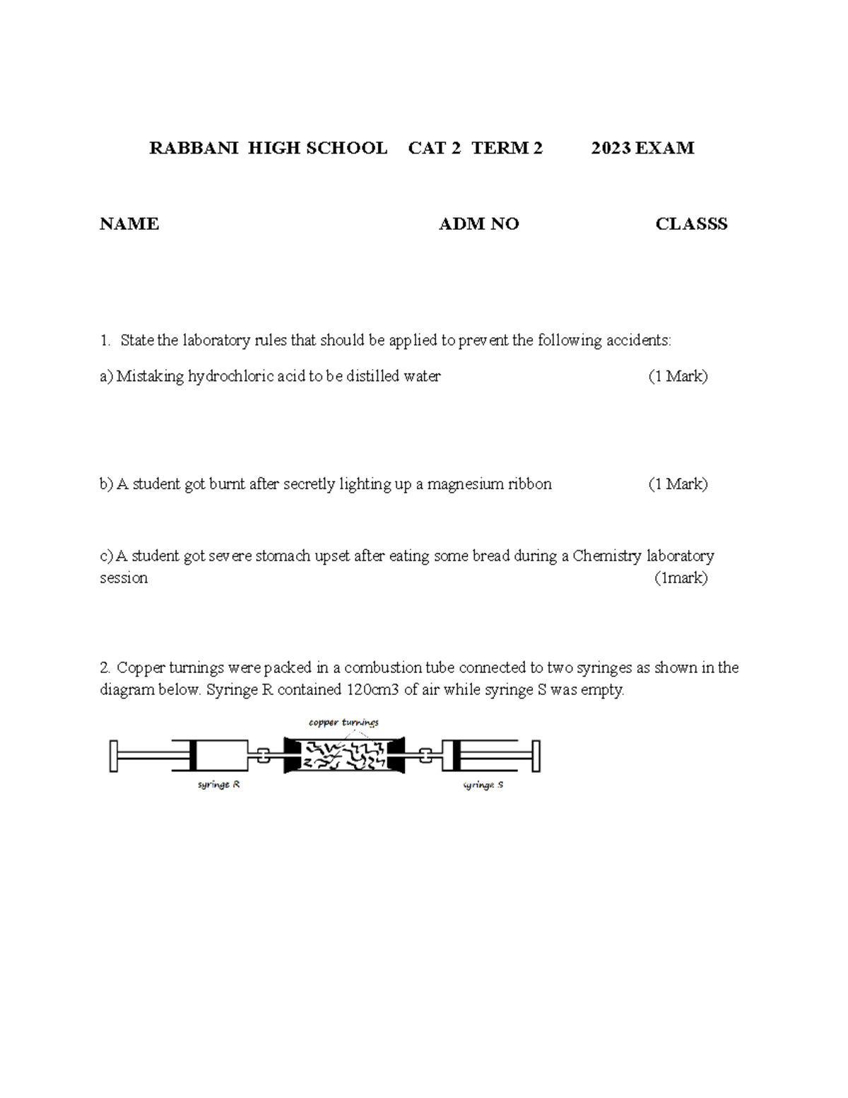 Cat 2 form 3 rabbani - nhhhhhhhh - RABBANI HIGH SCHOOL CAT 2 TERM 2 ...