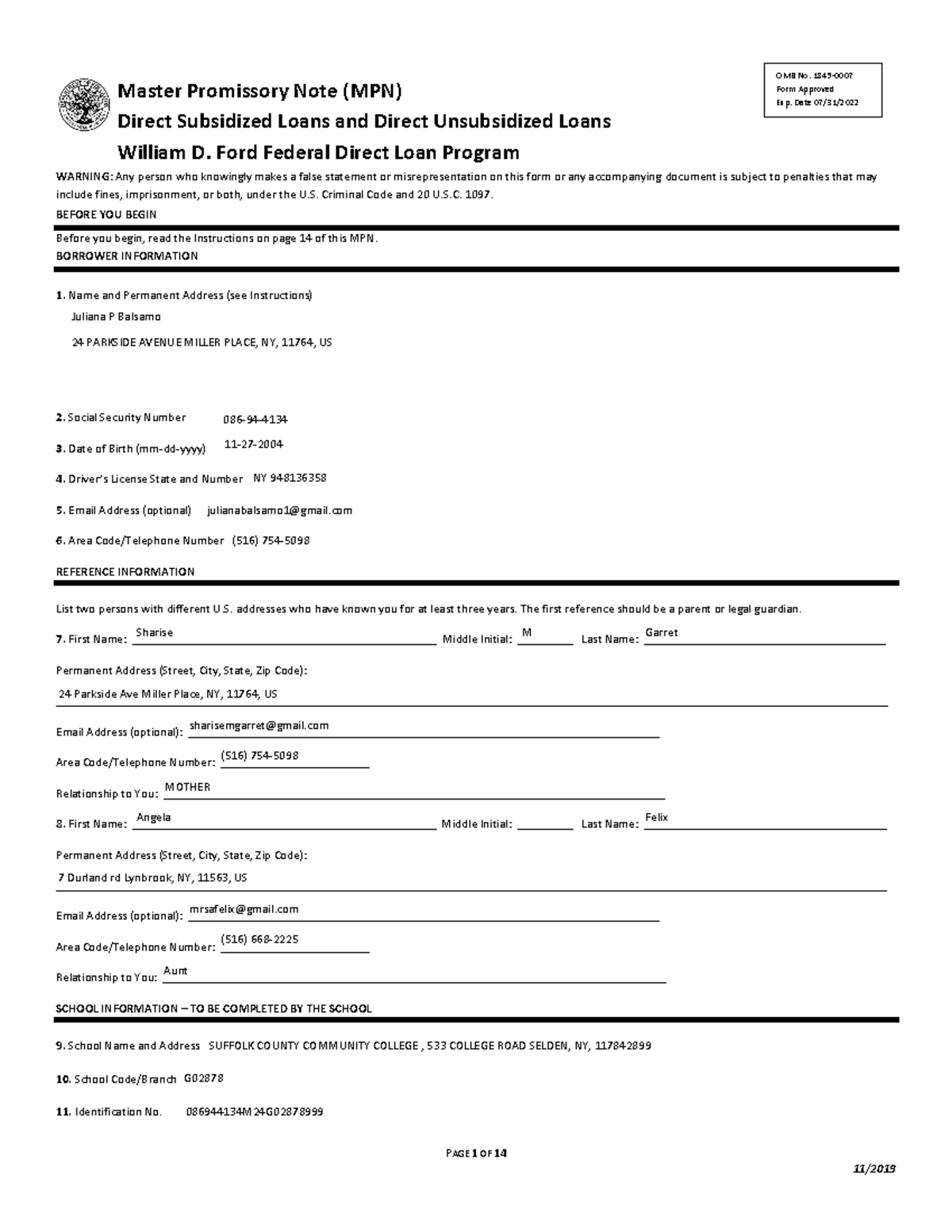2024010319100679830 - PAGE 1 OF 14 Master Promissory Note (MPN) Direct ...