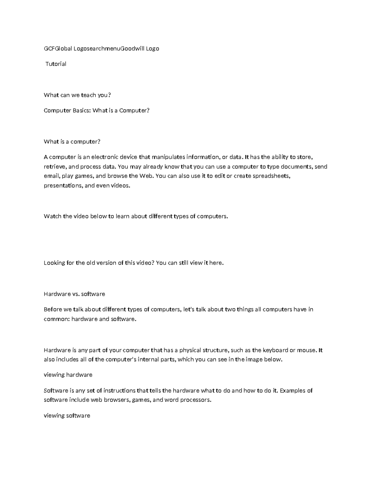 Ict assignment - GRADING - GCFGlobal LogosearchmenuGoodwill Logo ...