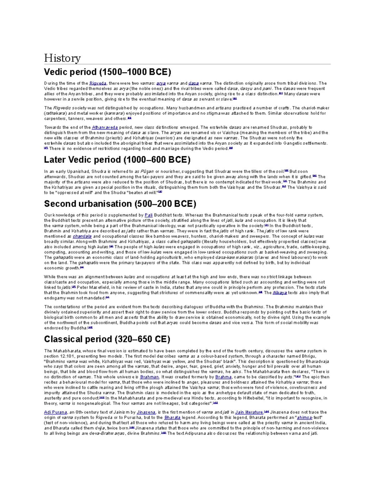 History of Caste System - History Vedic period (1500–1000 BCE) During ...