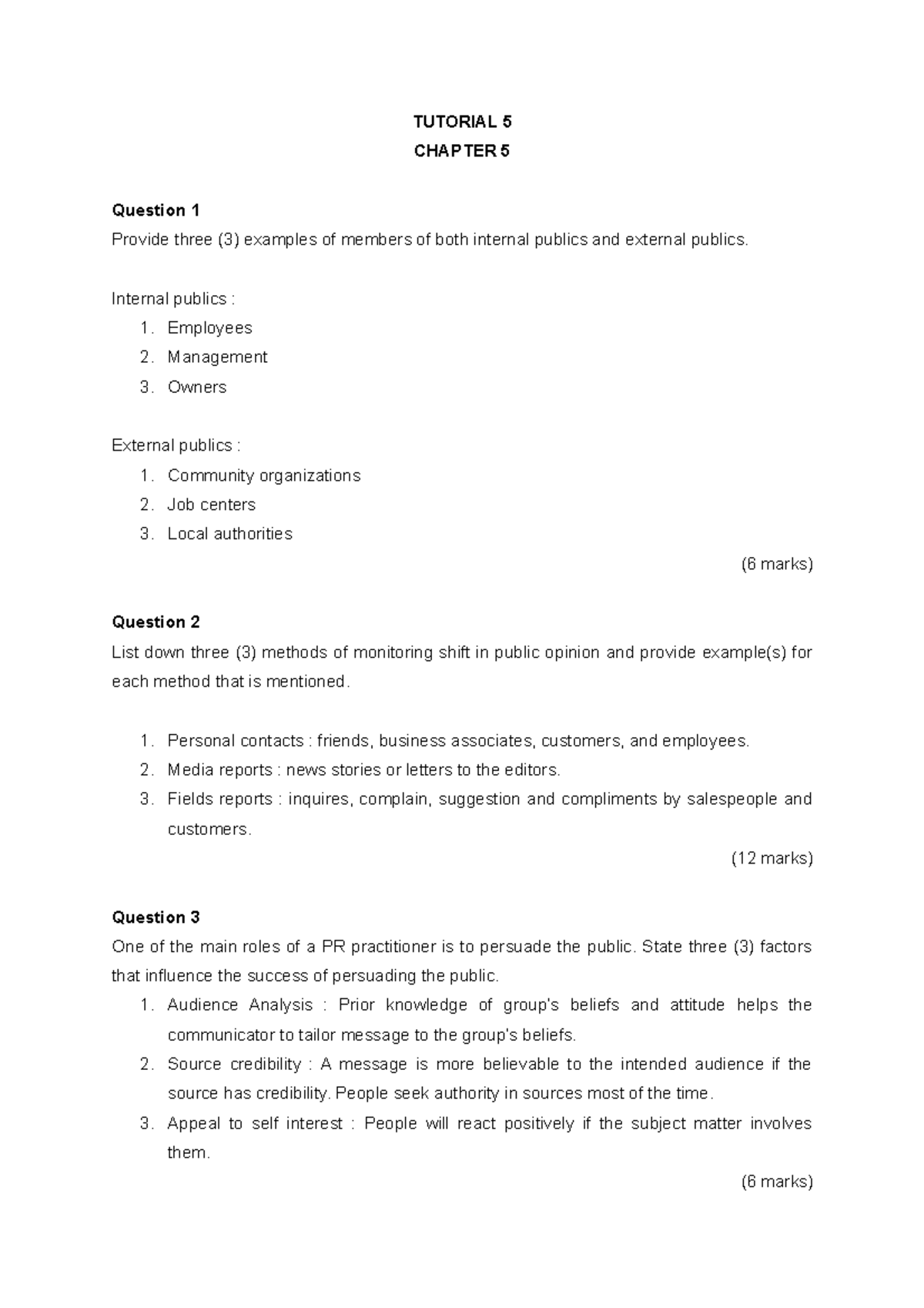 Tutorial 5 MK310 - MARKETING COMMUNICATION - TUTORIAL 5 CHAPTER 5 ...