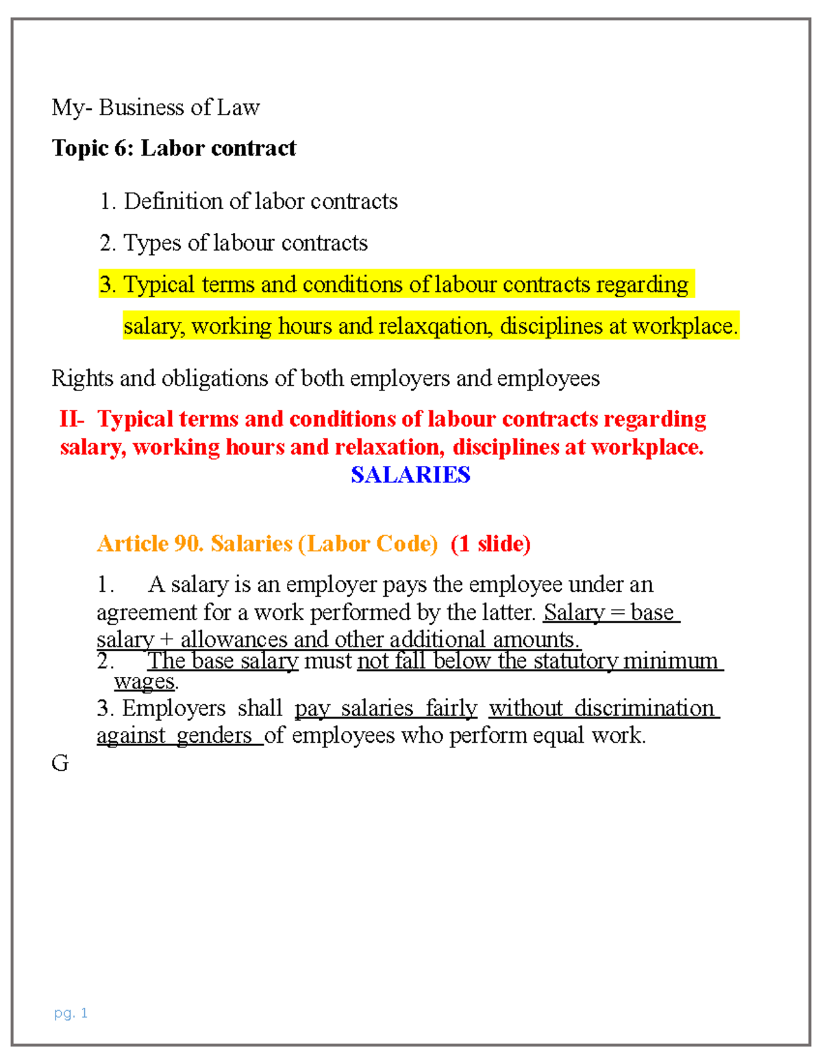 Presentation - My - Group 6 - My- Business of Law Topic 6: Labor ...
