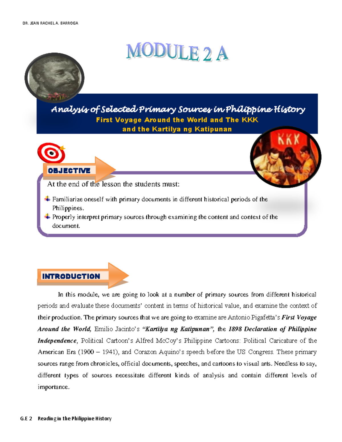 Module 2 A Analysis of Selected Primary Sources in Philippine History ...
