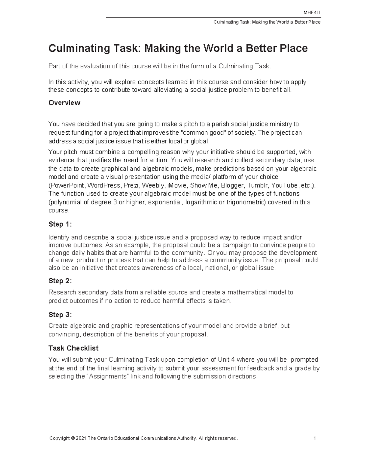 Mhf4u01.01.08C - test - ( ) ( Culminating Task: Making the World a ...