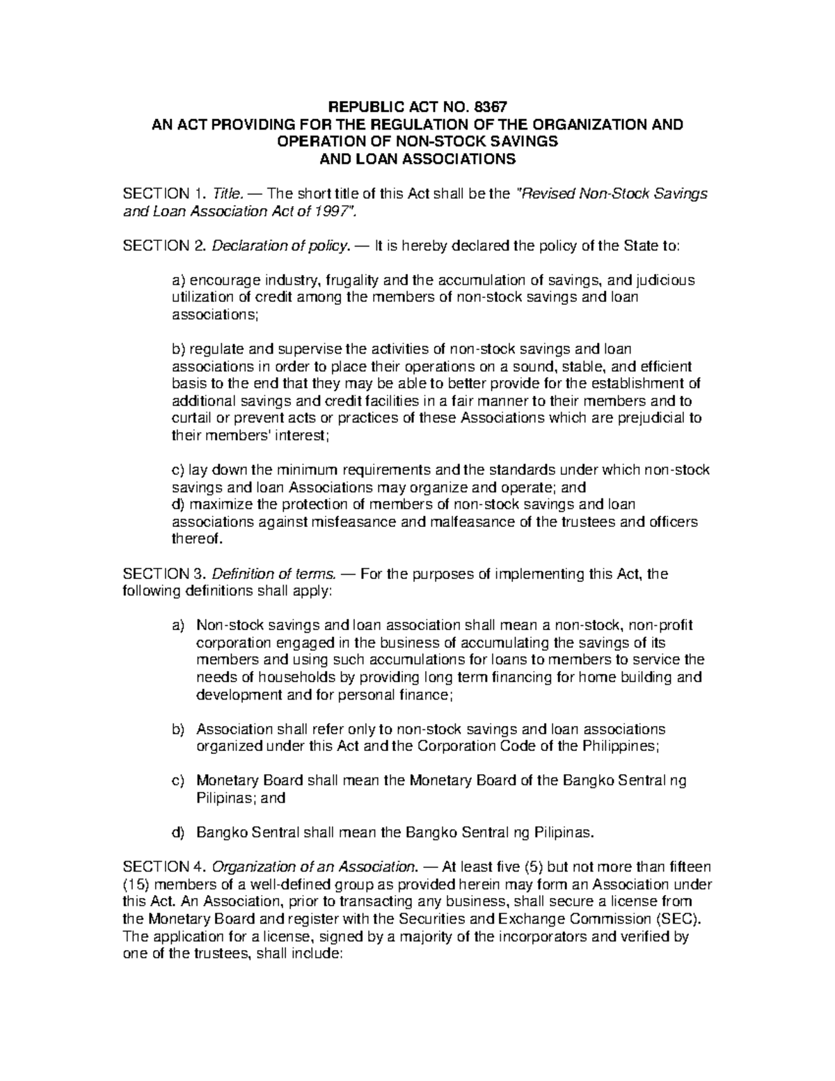 RA 8367 Nssla - None. - REPUBLIC ACT NO. 8367 AN ACT PROVIDING FOR THE ...