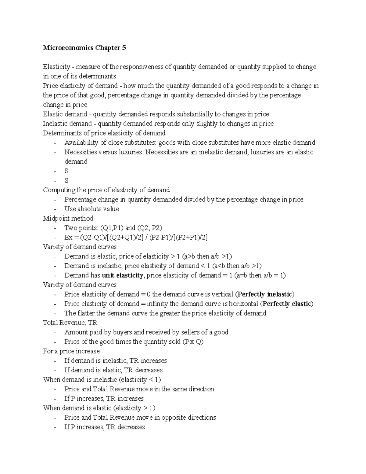 Microeconomics Chapter 5 - Studocu