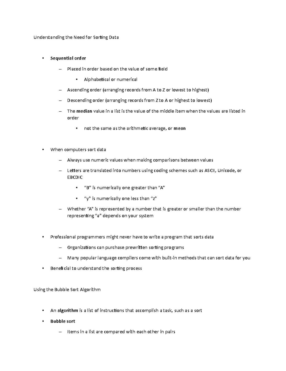 Understanding the Need for Sorting Data - Understanding the Need for ...