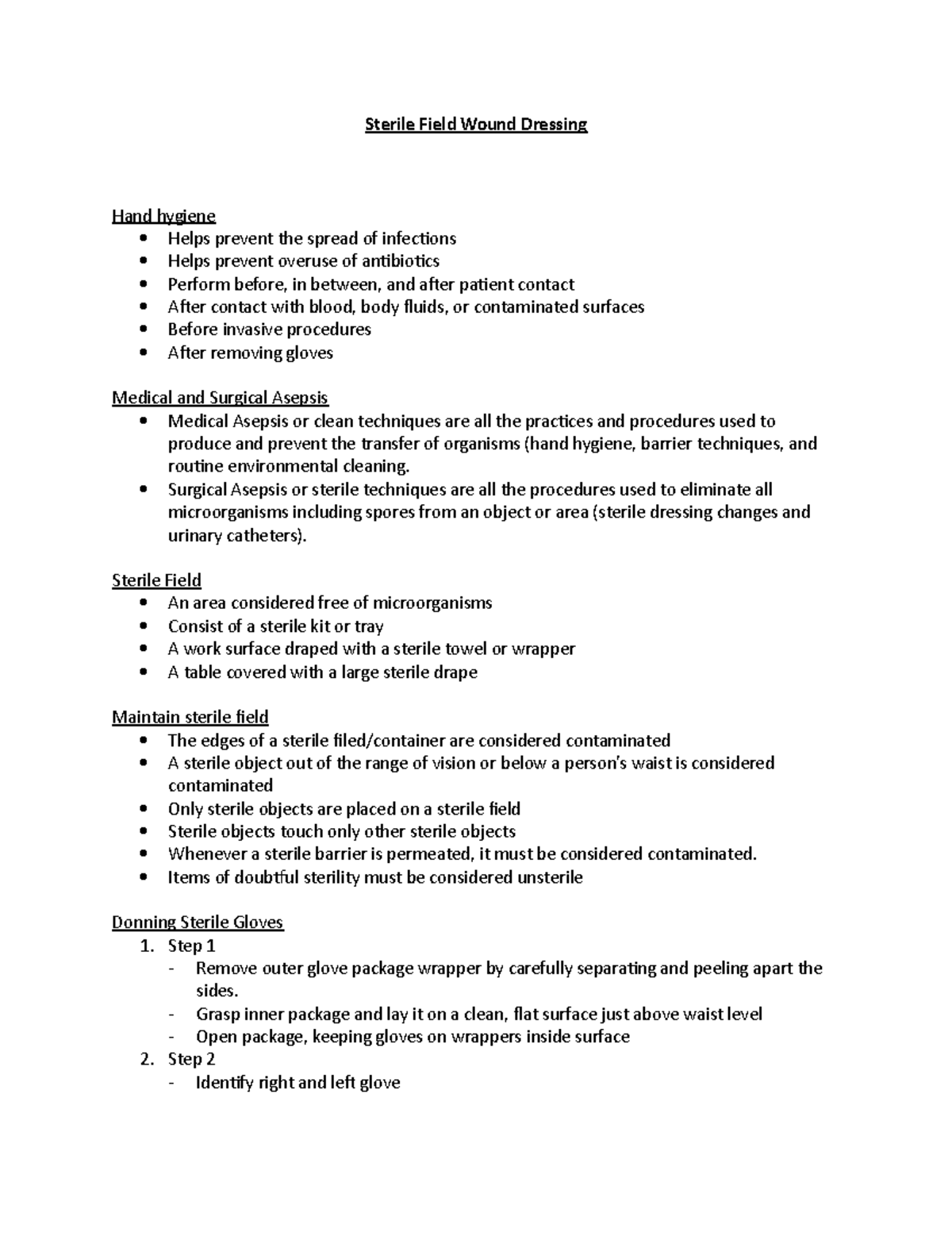 Sterile Field Wound Dressing - Surgical Asepsis or sterile techniques ...