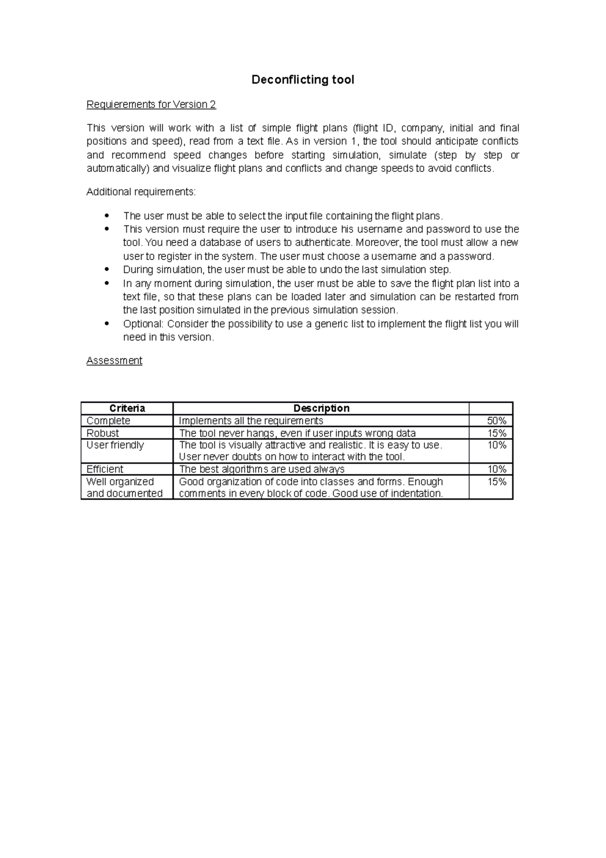 Requirements Version 2 - Deconflicting tool Requierements for Version 2 ...