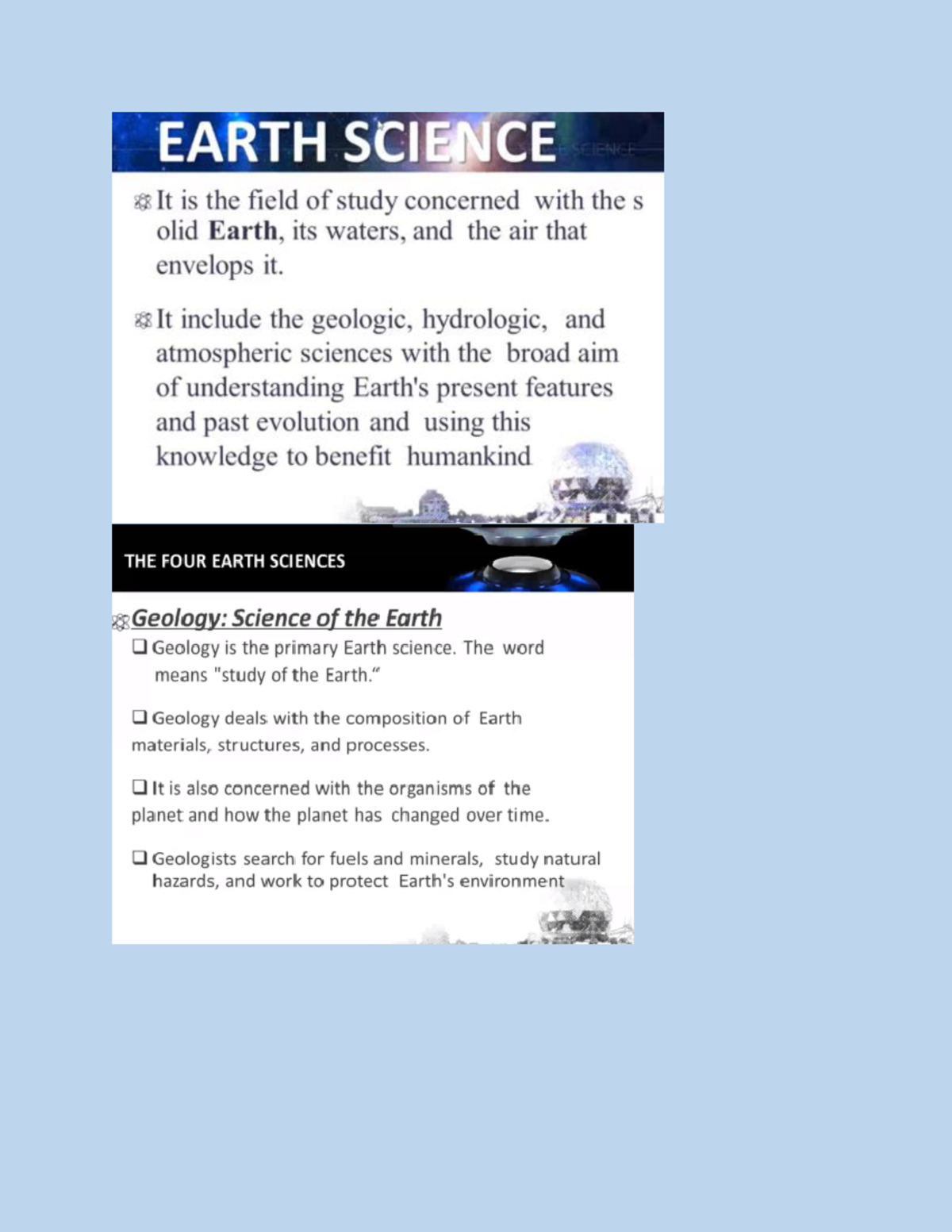 Four Earth Sciences - notes - Earth and Life Science - Studocu
