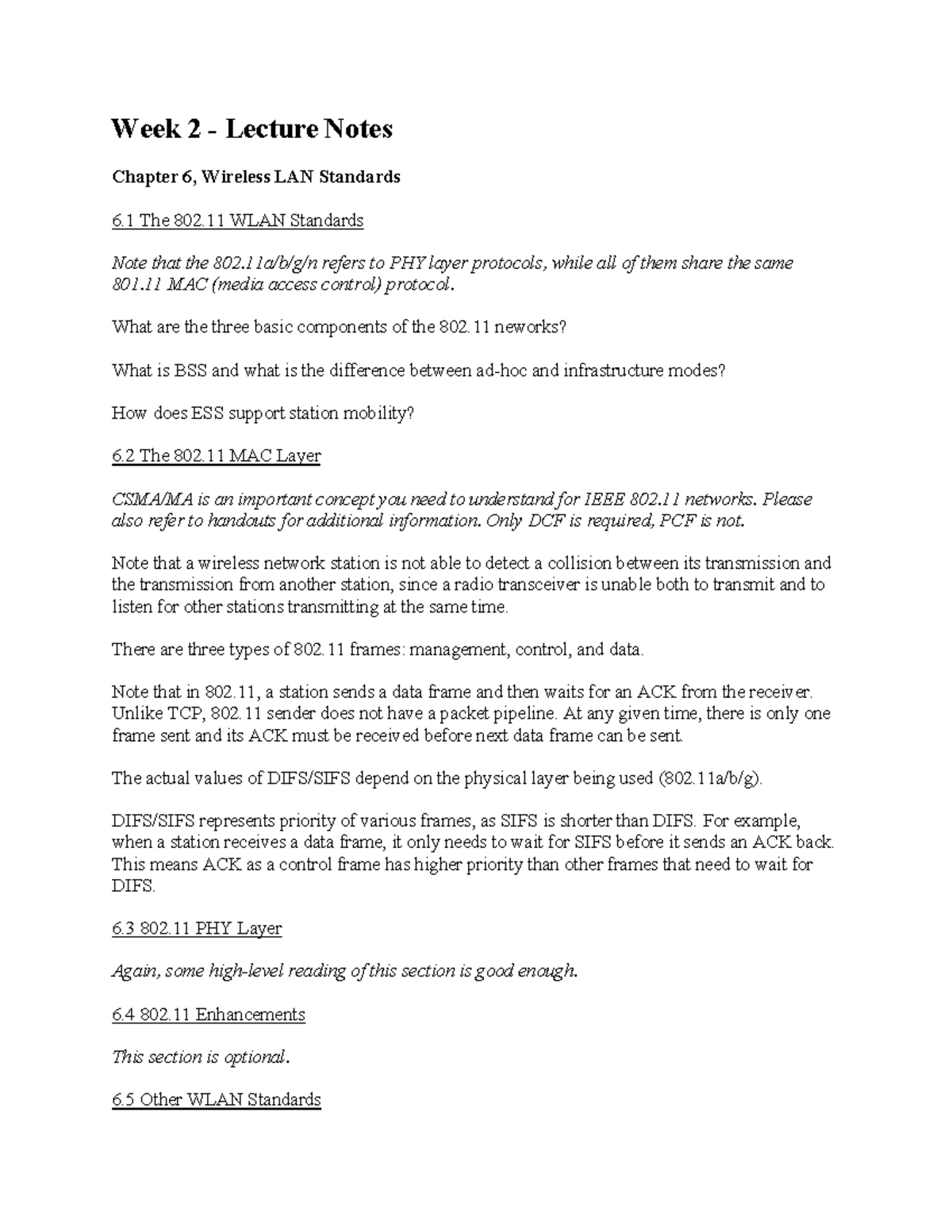 Wk2 Lecturenotes - Week 2 lecture notes - Week 2 - Lecture Notes ...