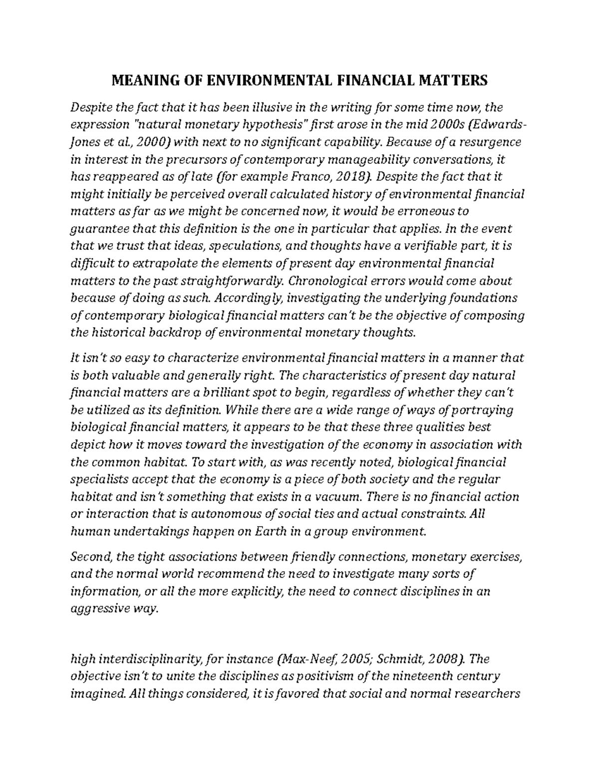 Meaning OF Environmental Financial Matters - MEANING OF ENVIRONMENTAL ...