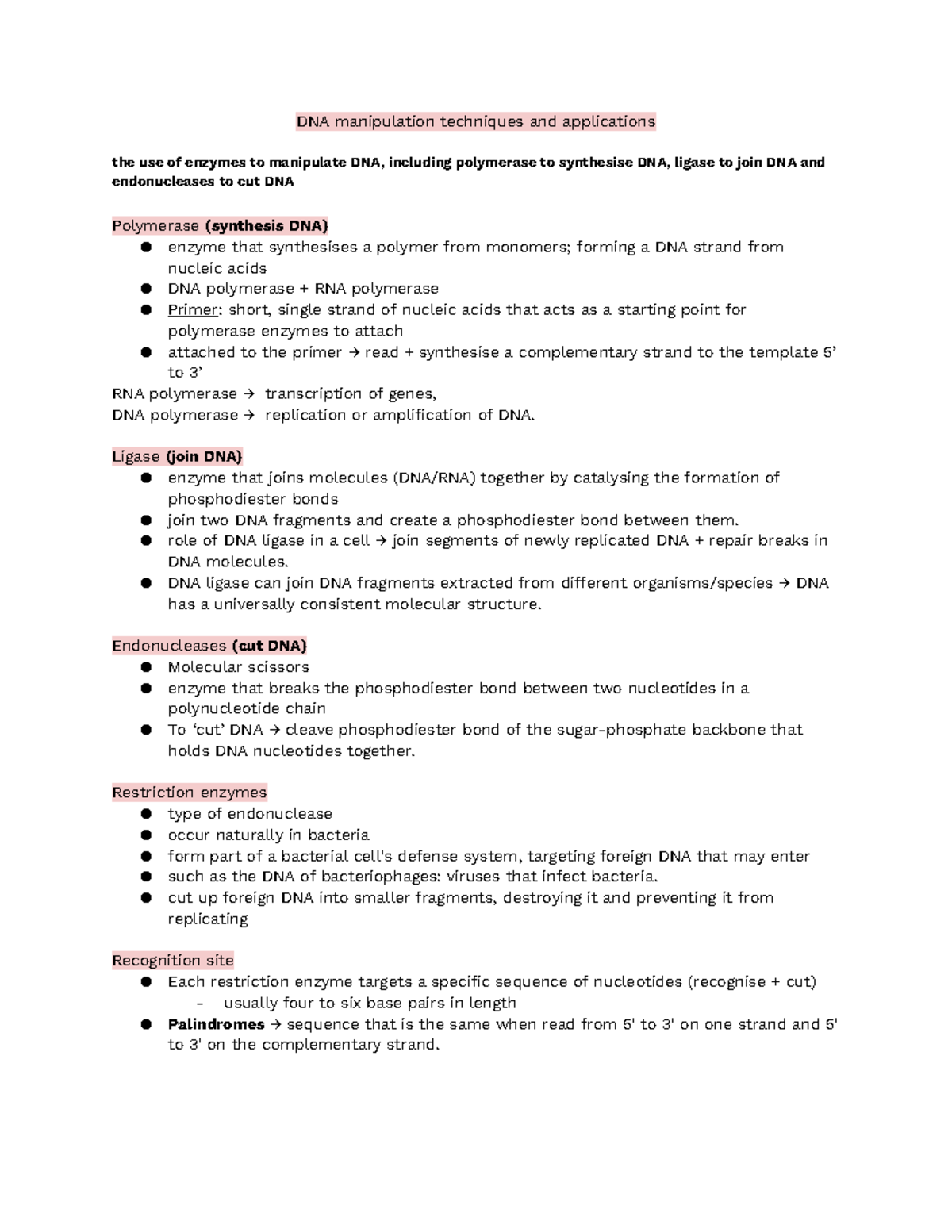 Biology u3aos1 (ch3) - ...... - DNA manipulation techniques and ...