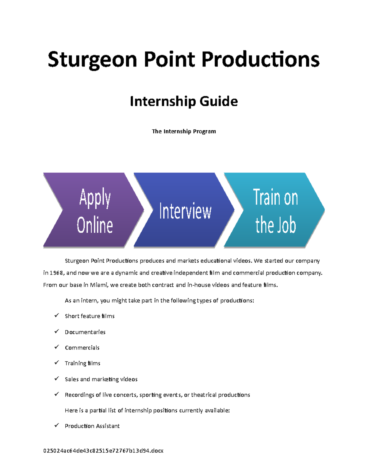 Nguyen Word 1B Programs - Sturgeon Point Productions Internship Guide ...