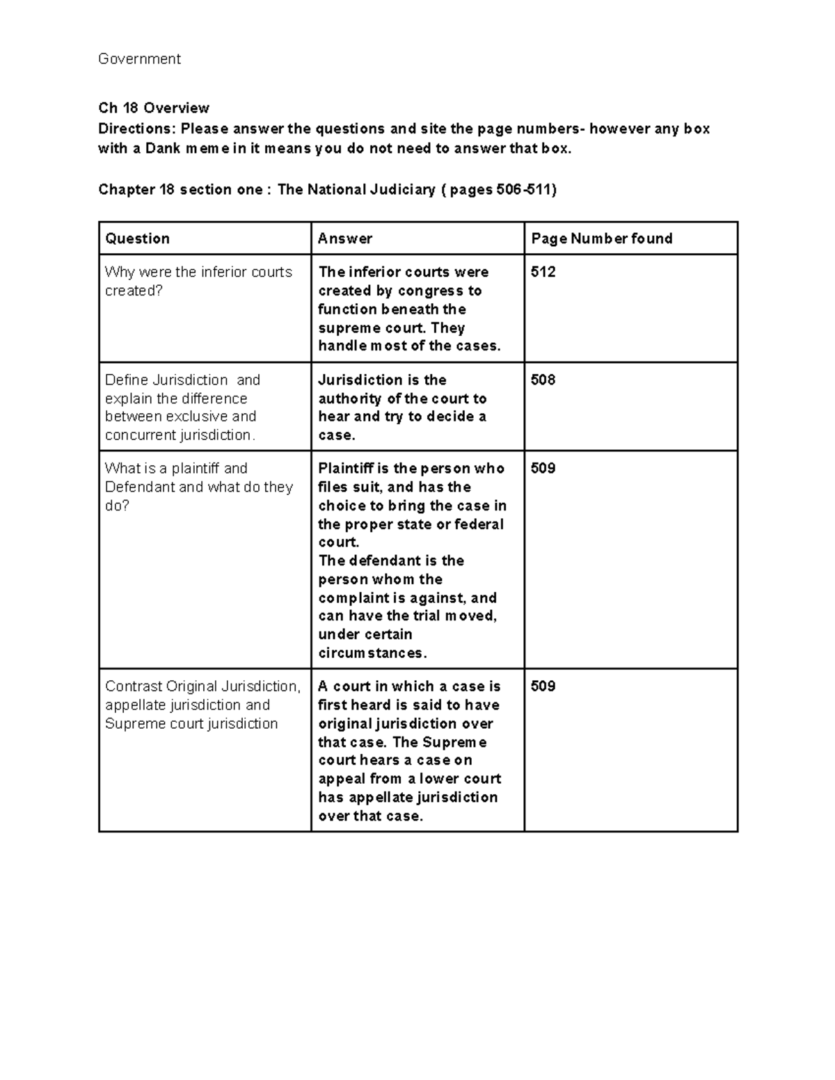 Government Ch 18 Overview - Ch 18 Overview Directions: Please answer ...