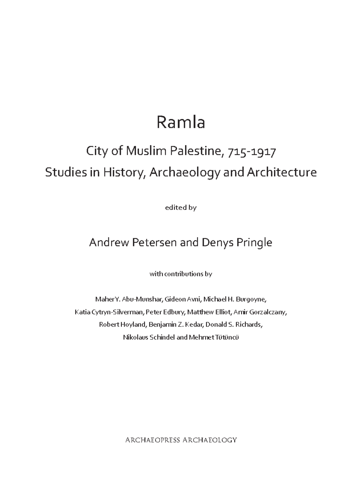9781789697766-sample - Ramla City of Muslim Palestine, 715- Studies in ...