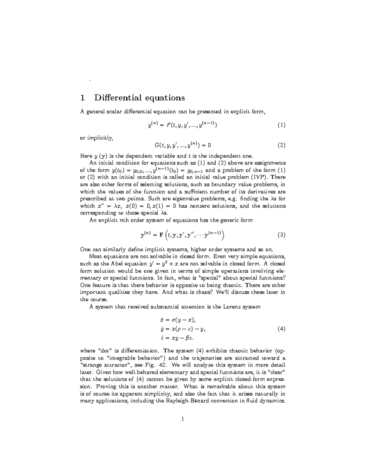 Summary - complete - . 1 Differential equations A general scalar ...