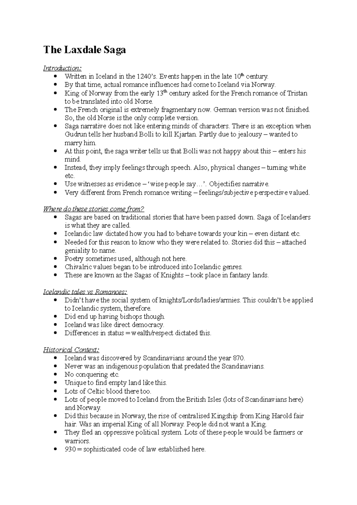 The Laxdaela Saga Lecture 1 - The Laxdale Saga Introduction: Written in ...