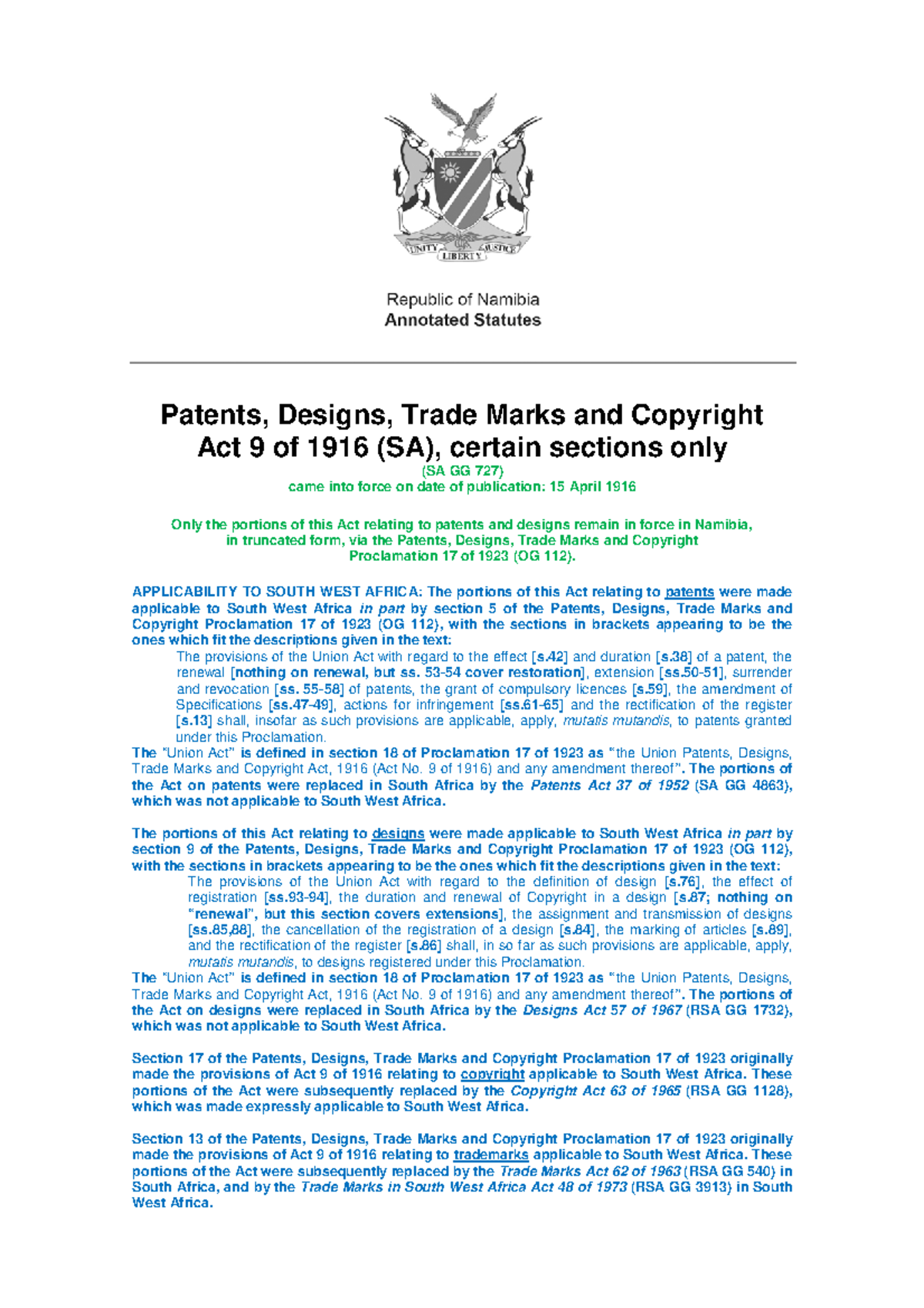 Intellectual Property (1916) - Patents, Designs, Trade Marks and ...