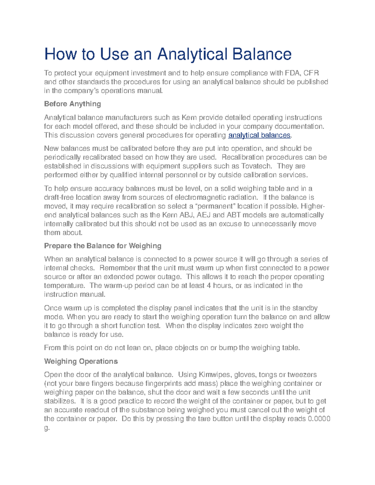 How to Use an Analytical Balance - BS Biology - Studocu