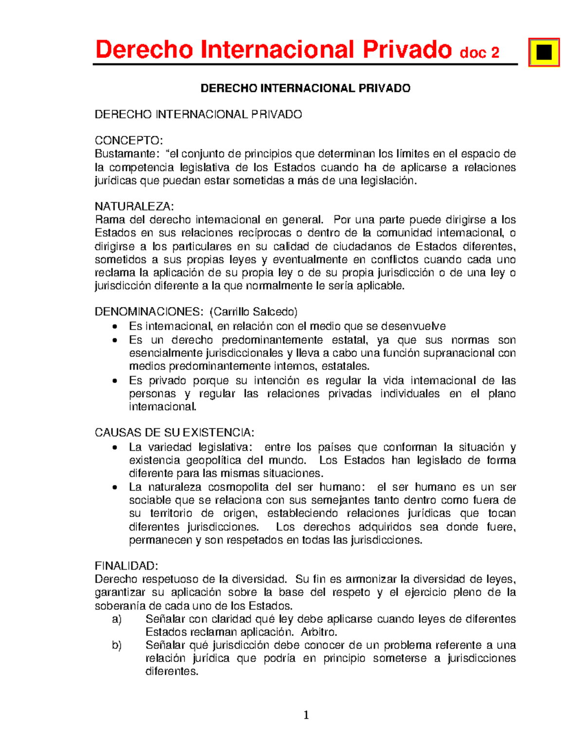 1Internacional Privado DOC2 - DERECHO INTERNACIONAL PRIVADO DERECHO INTERNACIONAL PRIVADO ...