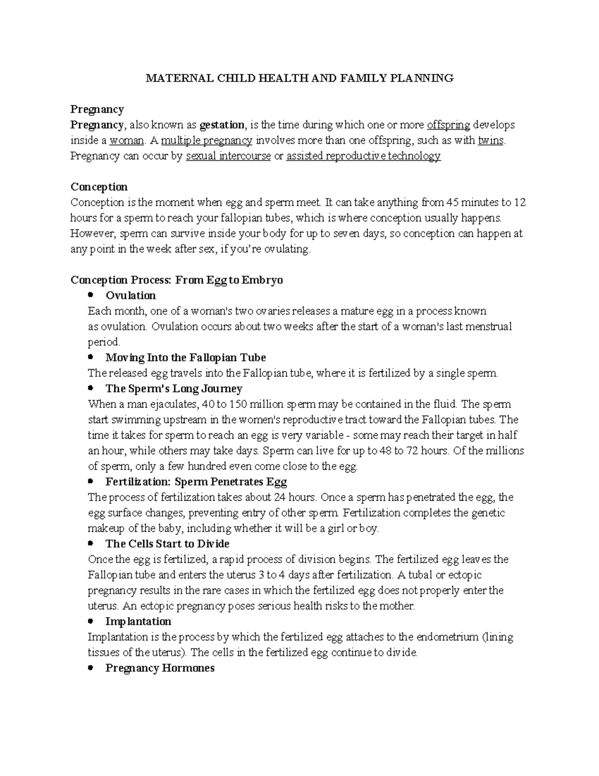 Maternal Child Health AND Family Planning - MATERNAL CHILD HEALTH AND ...