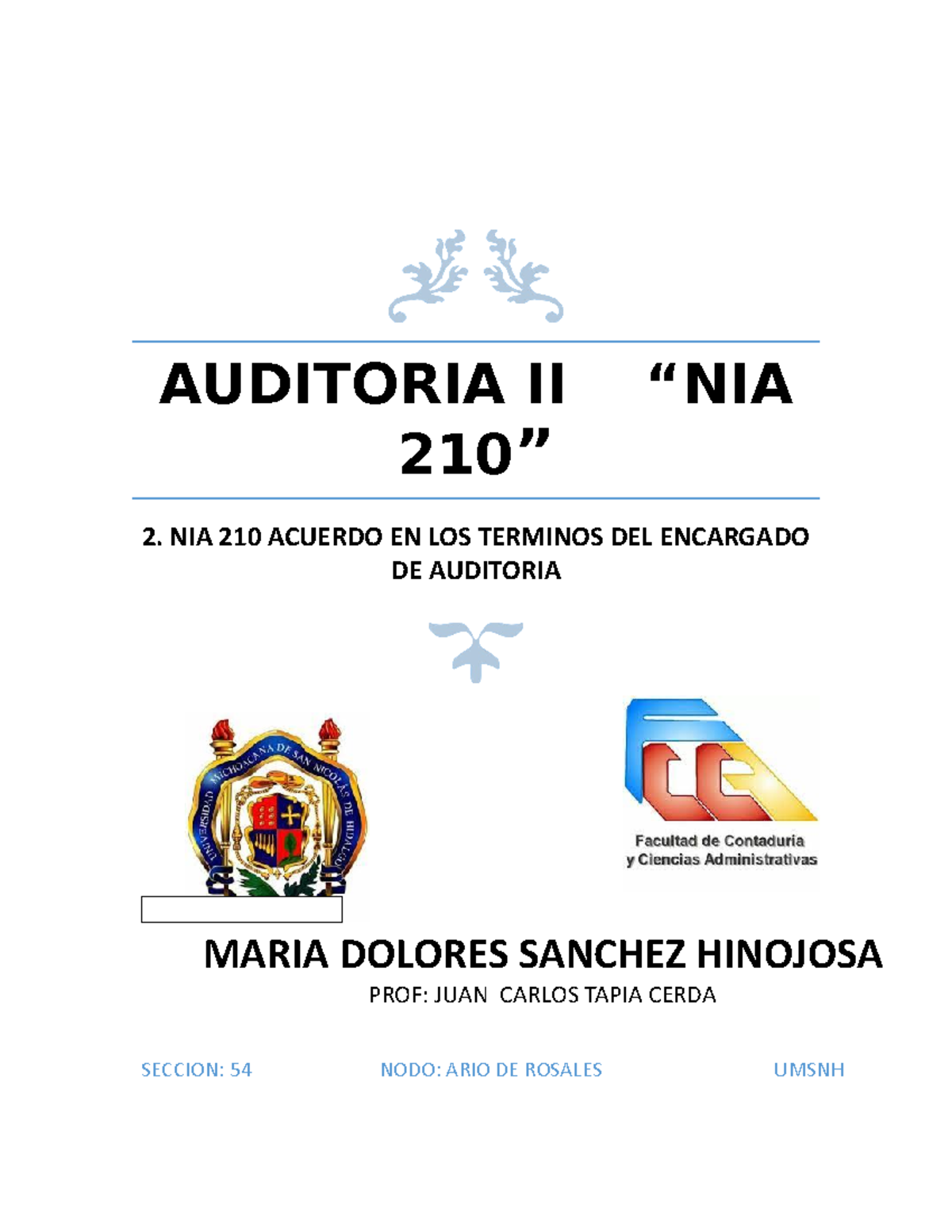 2. NIA 210 Acuerdo DE LOS Terminos DEL Encargado DE Auditoria Maria ...