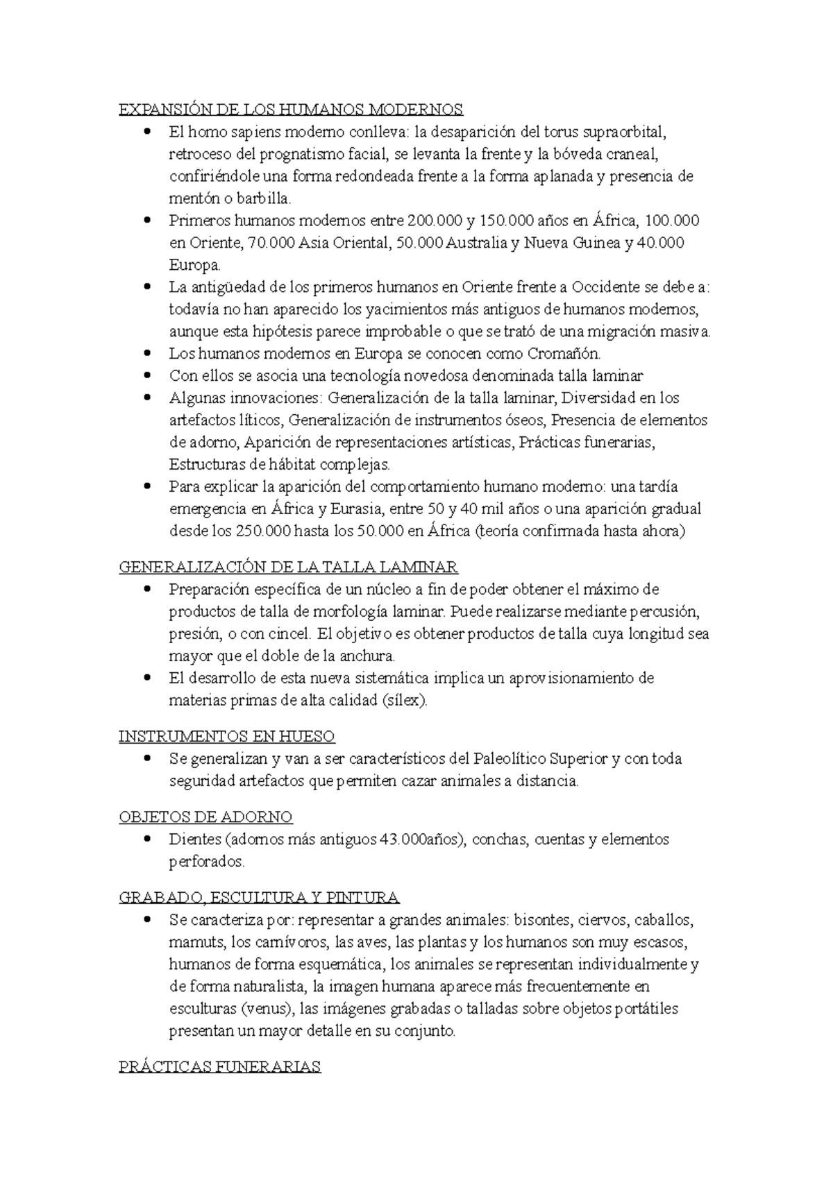 Expansión de los Humanos Modernos - DE LOS HUMANOS MODERNOS El homo ...