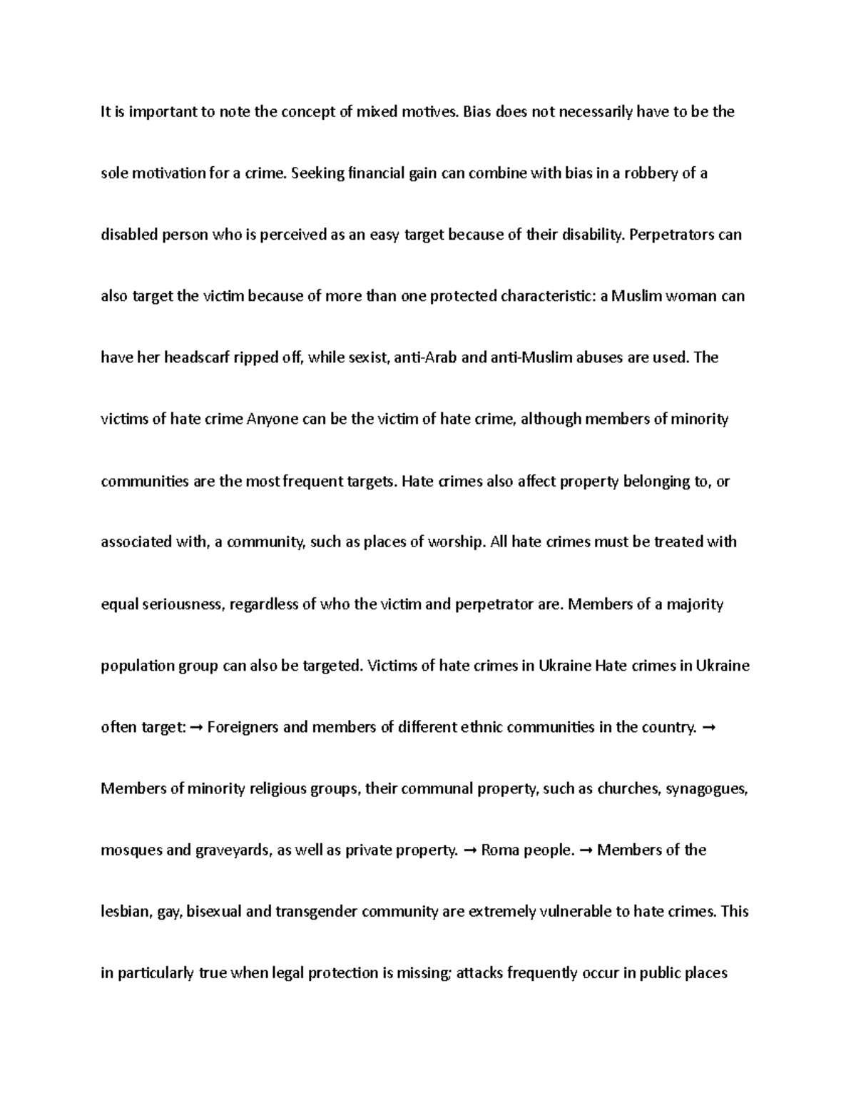 Hate Crime 5 - notes - It is important to note the concept of mixed ...
