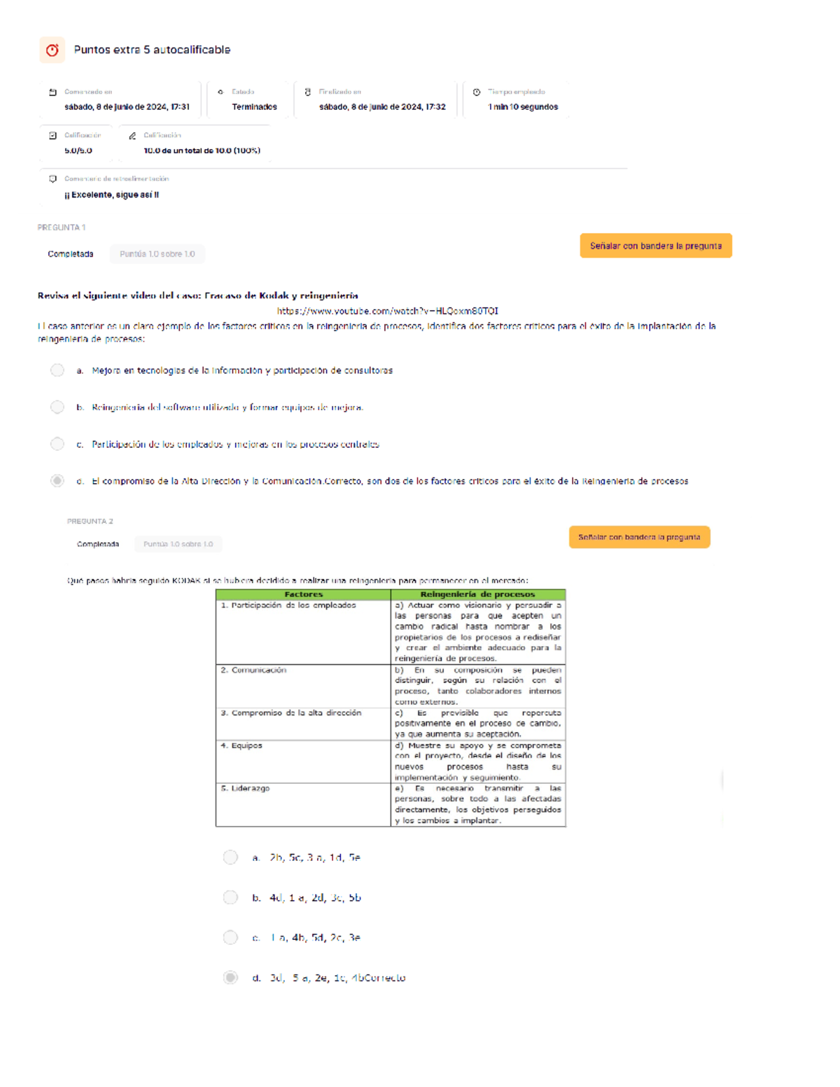 Gestion EN Procesos DE Negocio Autocalificable Semana 5 - Gestion en Procesos de Negocios - Studocu