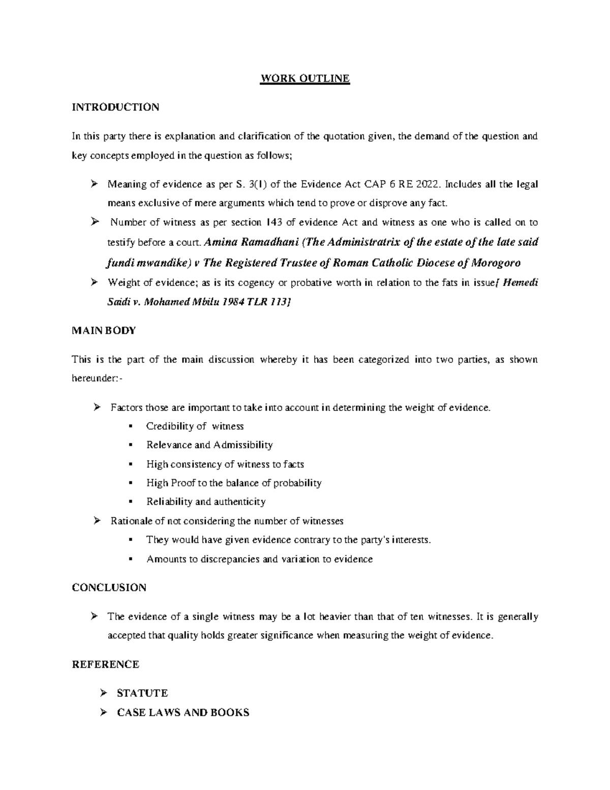 Julius Lucian Komba - WORK OUTLINE INTRODUCTION In this party there is ...