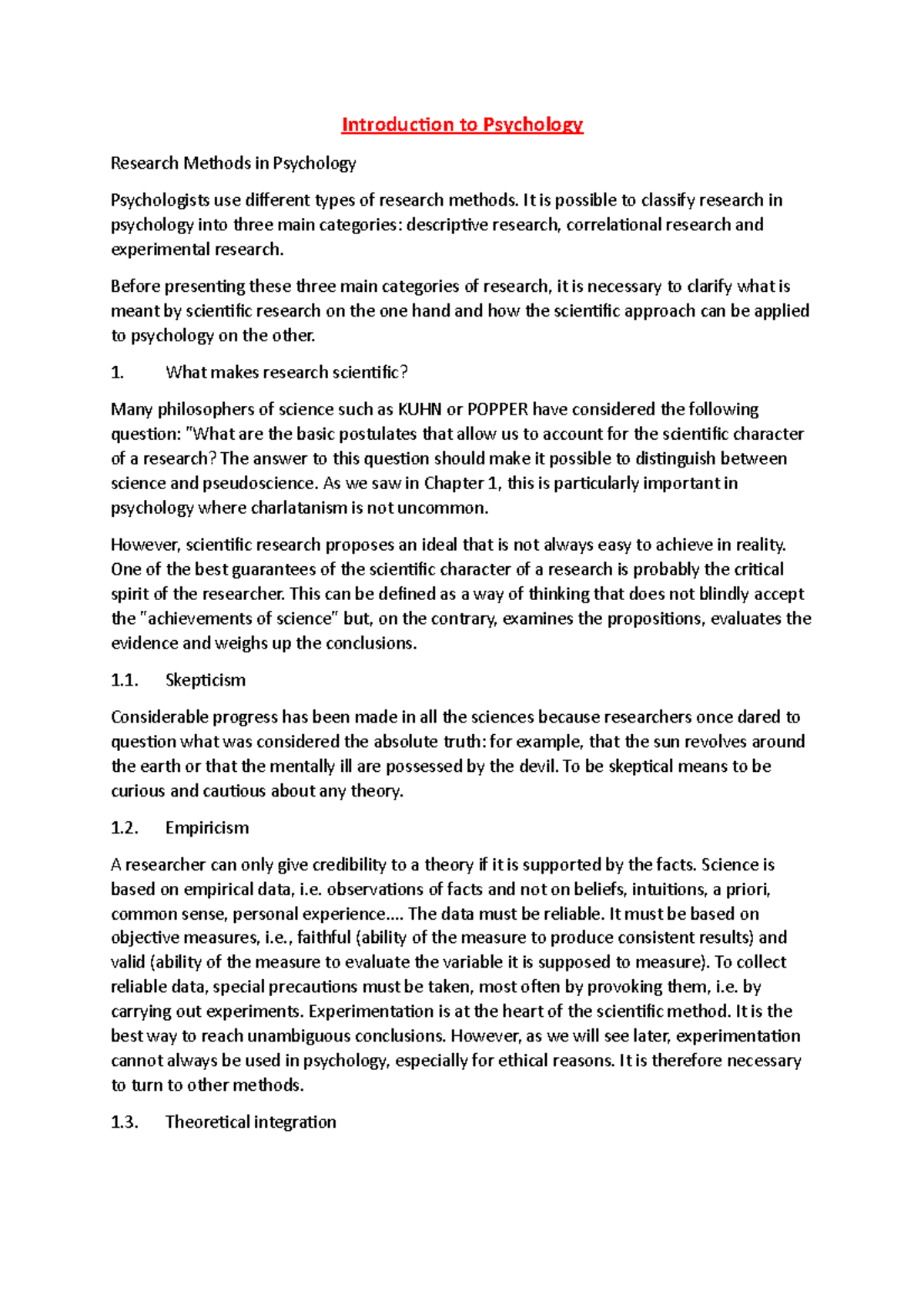 Introduction to Psychology 12 - Introduction to Psychology Research ...