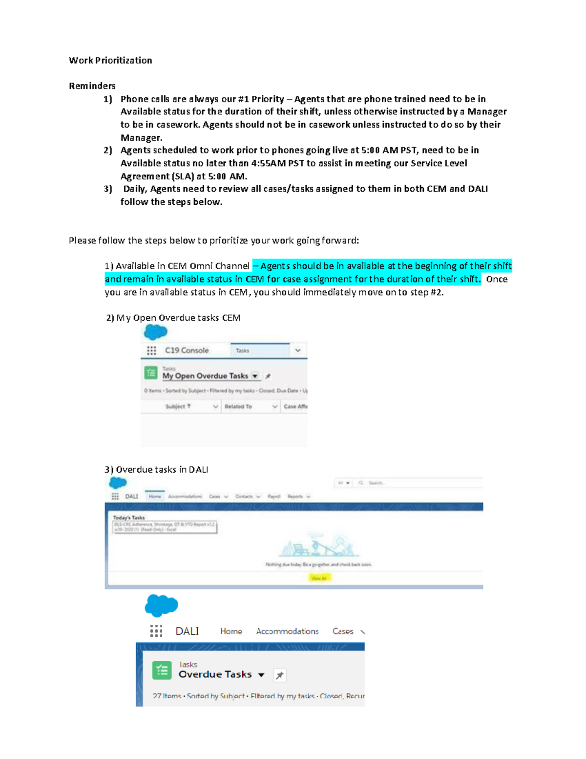 Work Prioritization - WORK - Work Prioritization Reminders 1) Phone ...