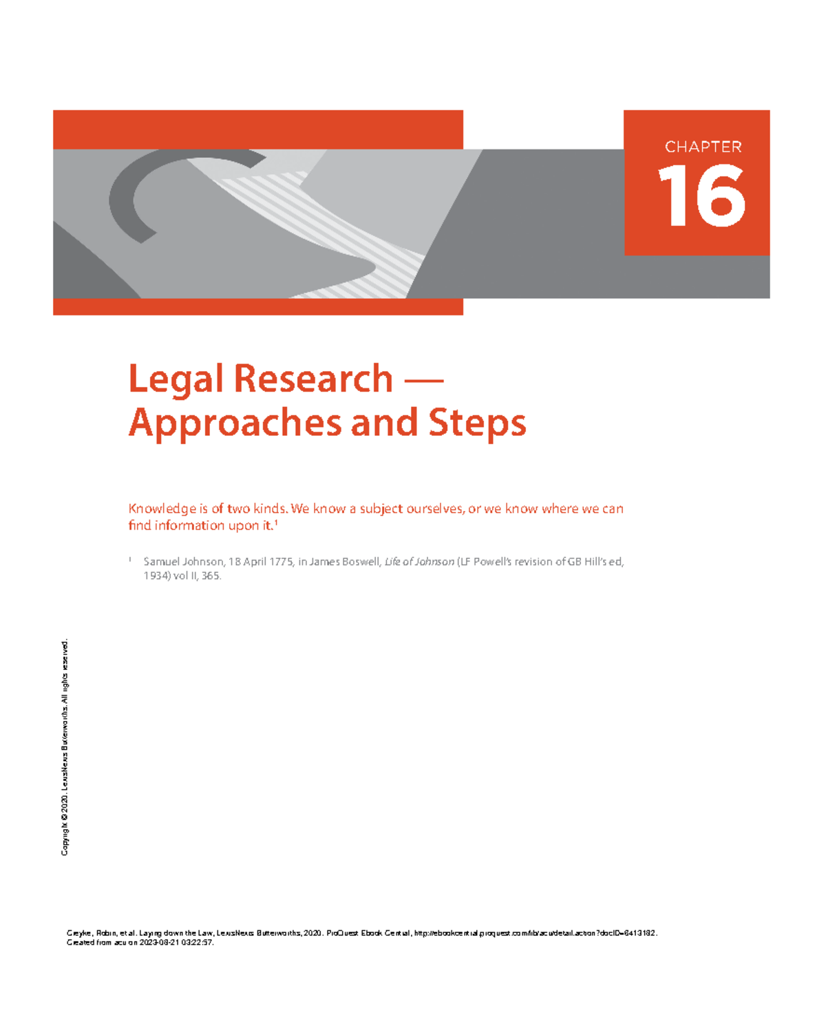 Laying down the Law - (Chapter 16 Legal Research — Approaches and Steps ...