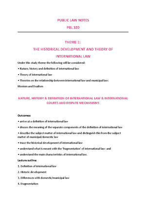 International LAW Notes - INTERNATIONAL LAW NOTES THEME 1 → THE ...