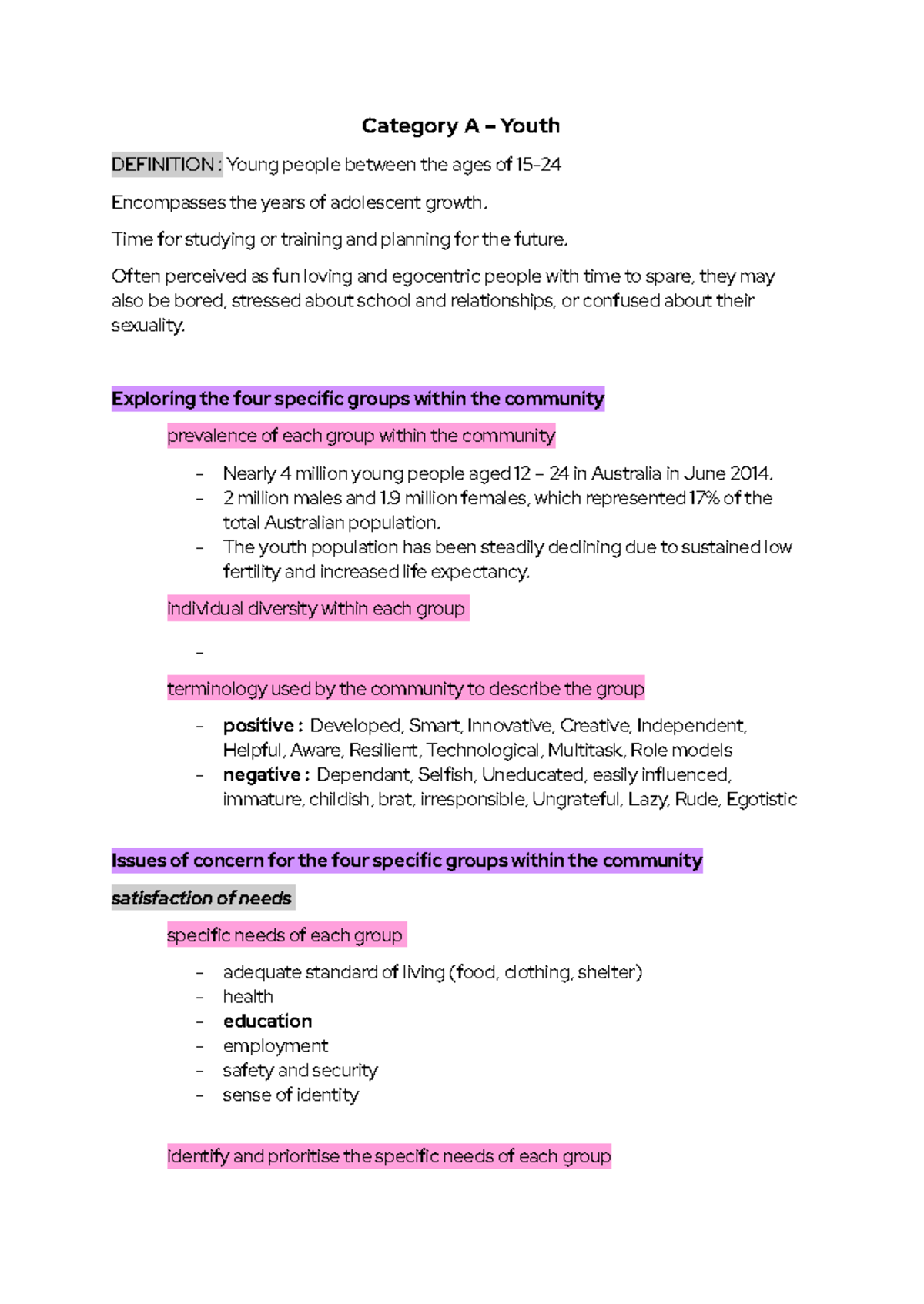 Youth Syllabus Booklet - Category A – Youth DEFINITION : Young people ...