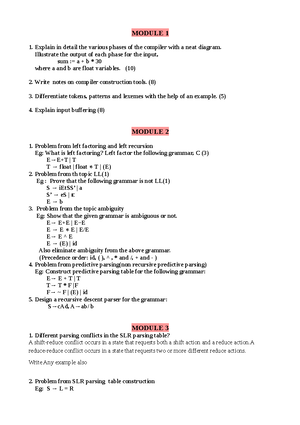 ktu compiler design university questions 2019 scheme - QUESTIONS FROM ...
