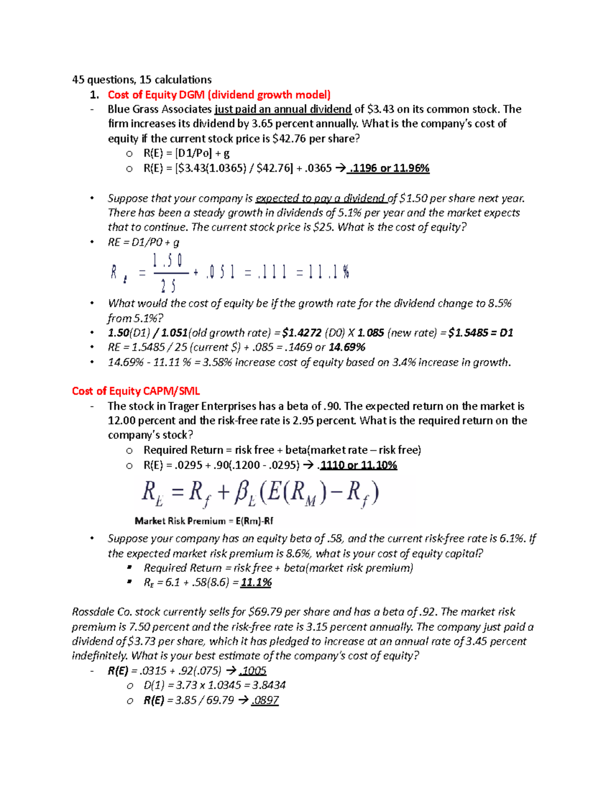 FIN Final Review - Professor: Peter Trager - 45 questions, 15 ...