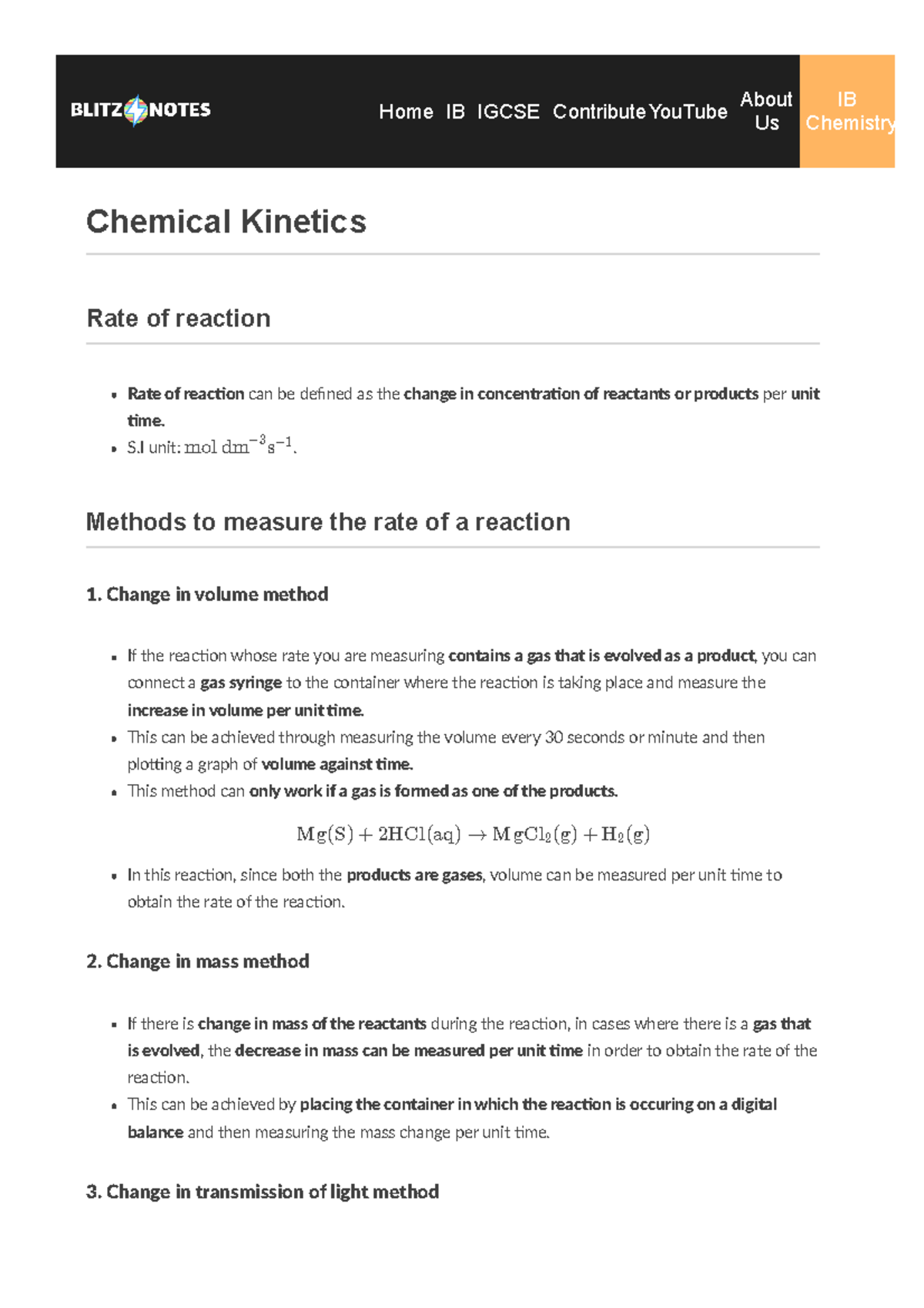 Chemical kinetics - bm, - Chemical Kinetics Rate of reaction Rate of ...