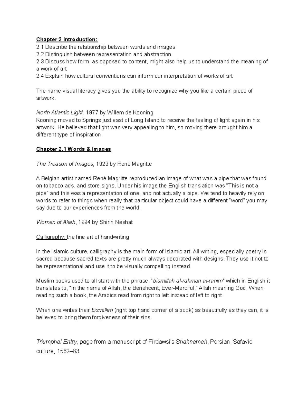 Developing Visual Literacy- ART 1303 - Chapter 2 Introduction: 2 ...